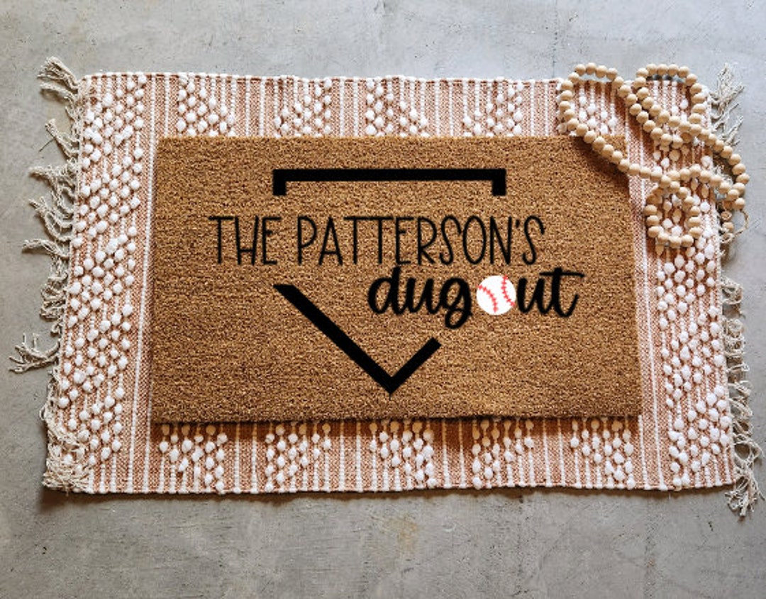 Personalized Family Name Baseball Doormat, Baseball Season Doormat ...
