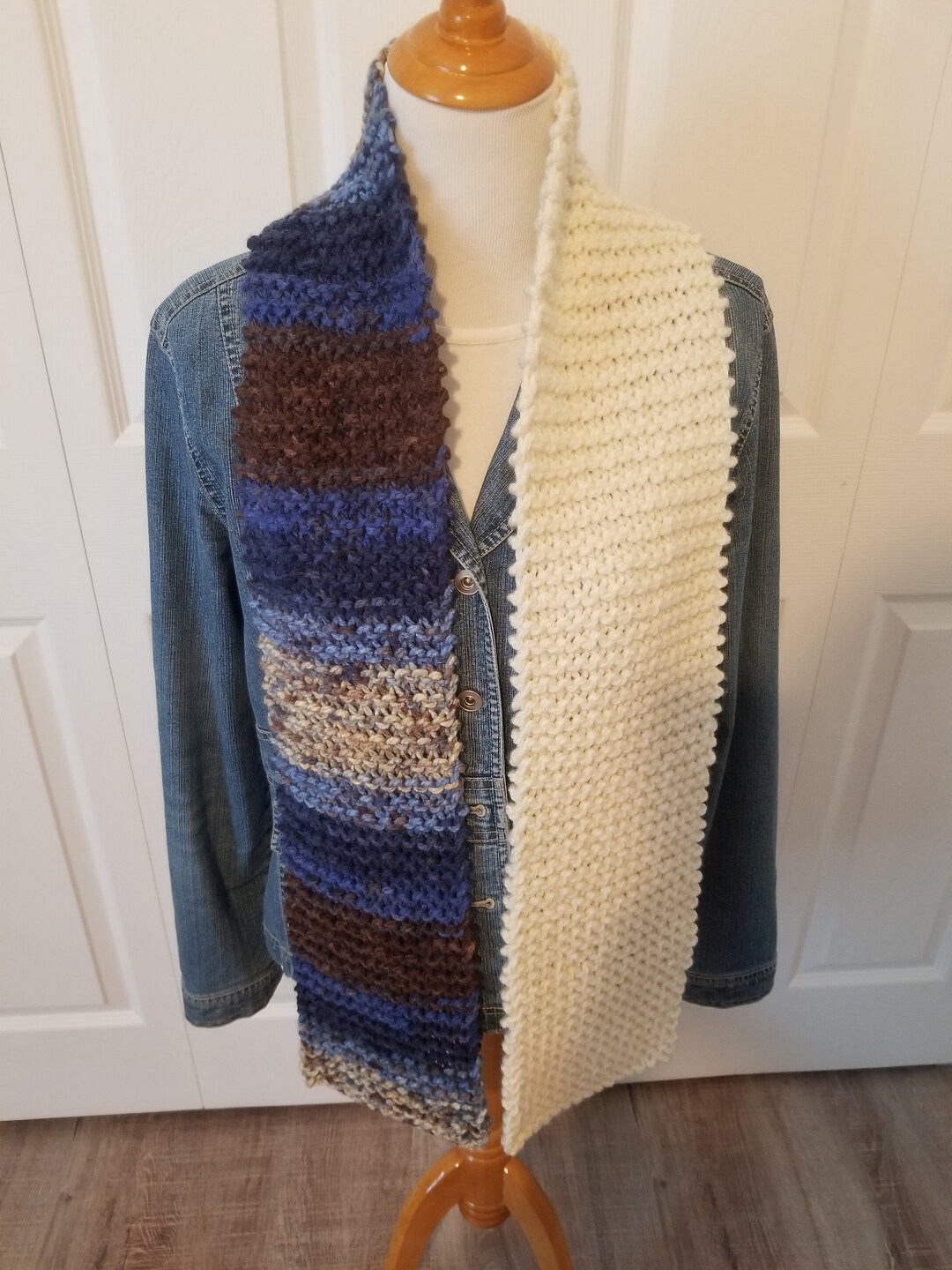 Chunky Half and Half Scarf, Two-color, Winter - Etsy