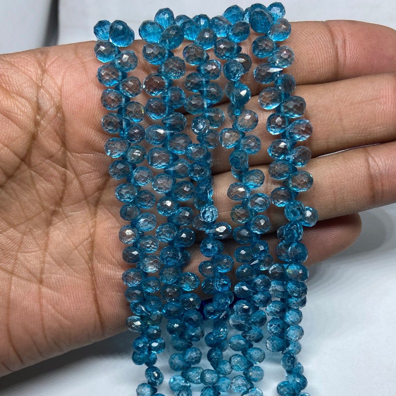 Natural London Blue Topaz Faceted Teardrop Shape Beads London Topaz ...