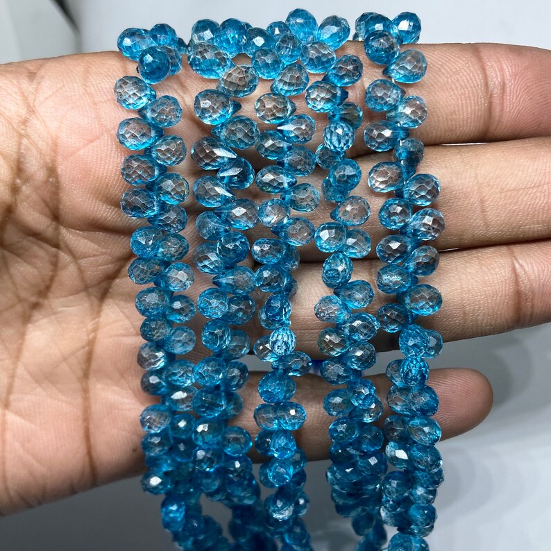 Natural London Blue Topaz Faceted Teardrop Shape Beads London Topaz ...