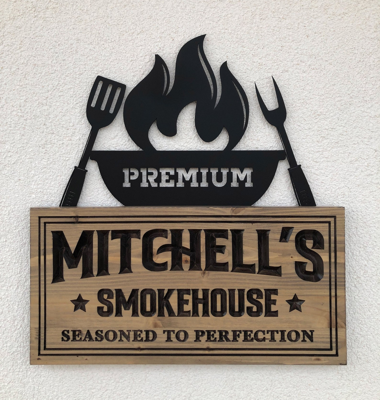 Personalized BBQ Sign, Custom Smokehouse Sign, Housewarming Gift, Metal ...