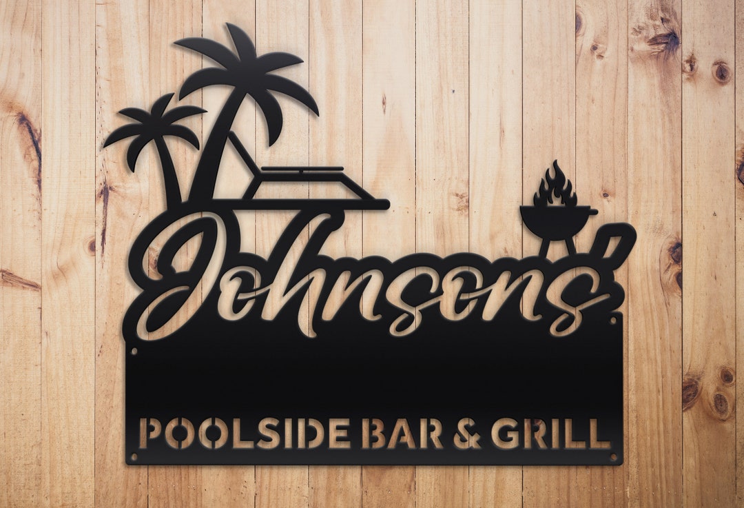 Personalized Pool Sign, Custom Pool Bar and Grill Sign, Christmas Gift ...