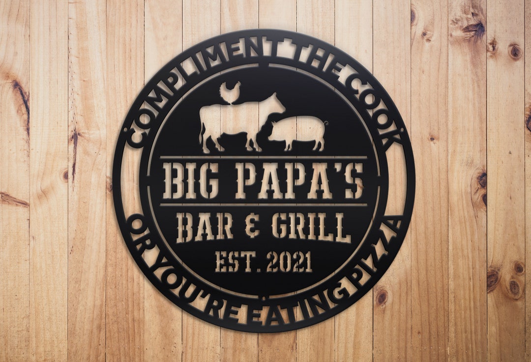 BBQ Sign, Custom Barbecue Sign, Bar & Grill Sign, Custom Christmas Gift ...