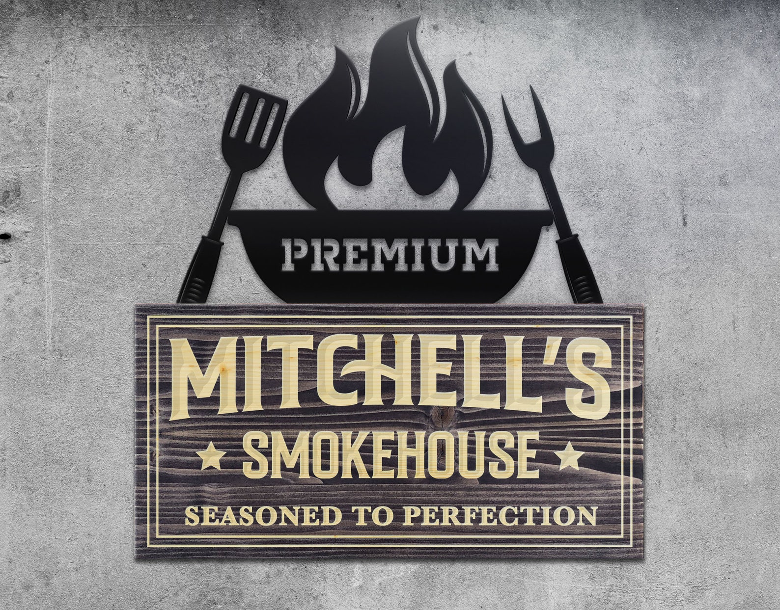 Personalized BBQ Sign, Custom Smokehouse Sign, Housewarming Gift, Metal ...