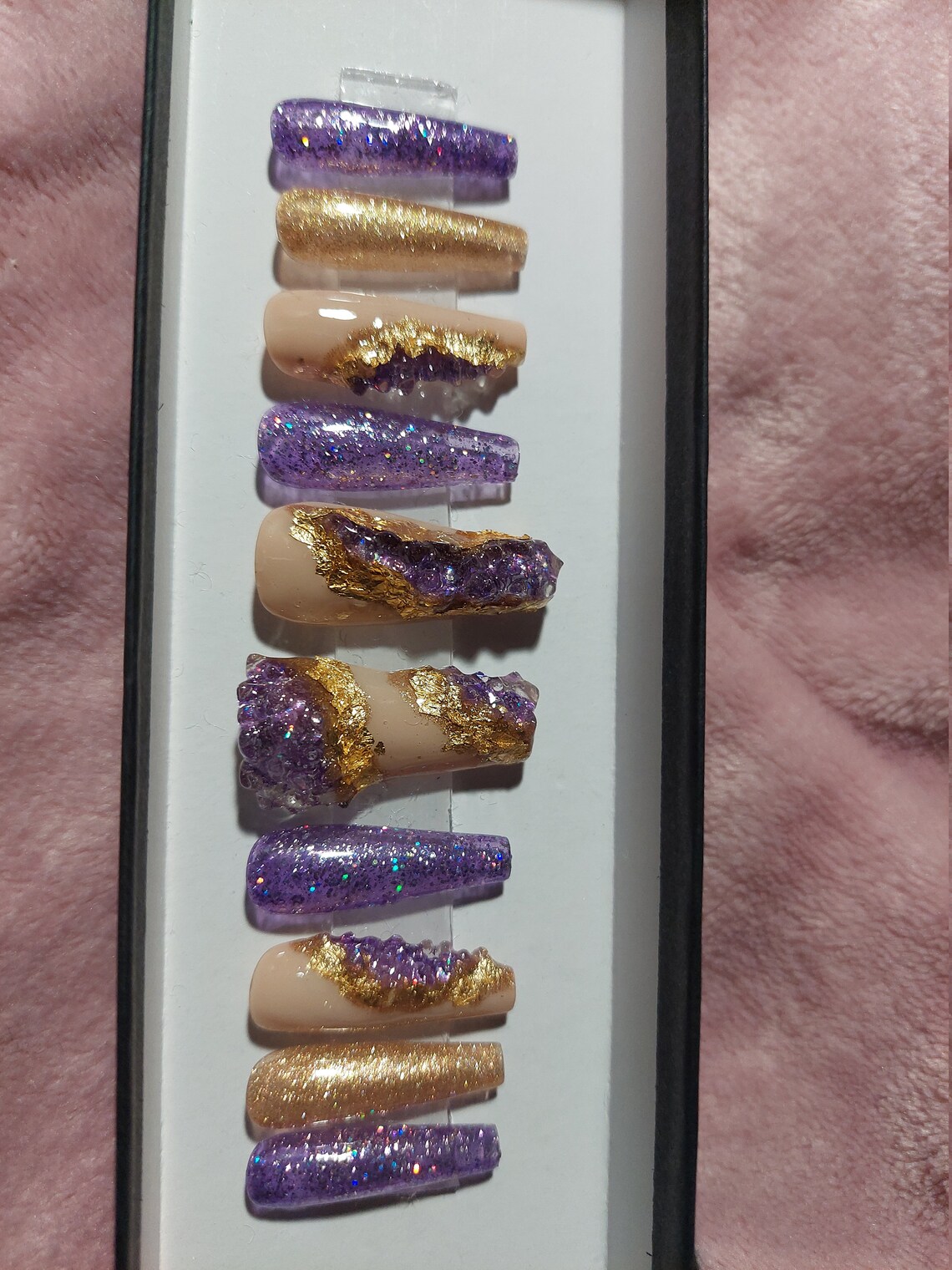 Purple and Gold Geode Press on Nails - Etsy