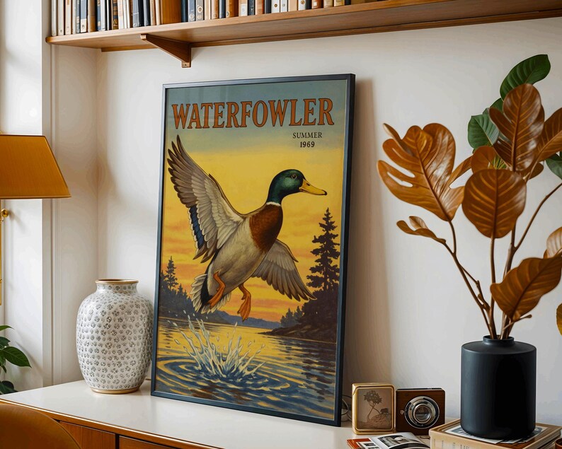 Vintage-style Magazine Cover Posters With Wooden Frame, Wildlife Art ...