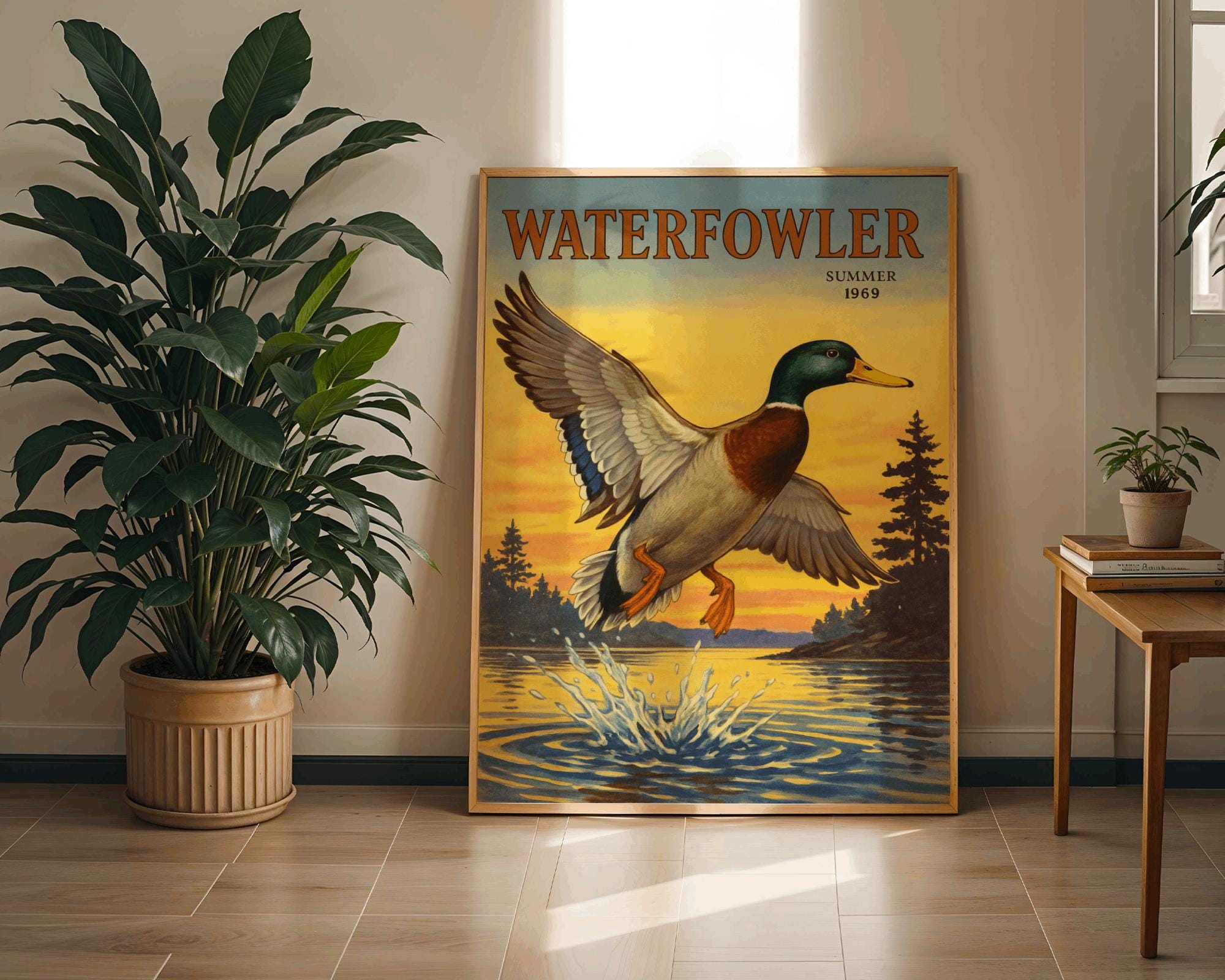 Vintage-style Magazine Cover Posters With Wooden Frame, Wildlife Art ...