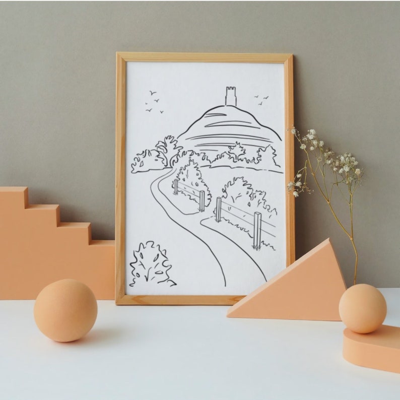 Glastonbury Tor Line Art, Mystical Art, Minimalist Line Art, Avalon ...