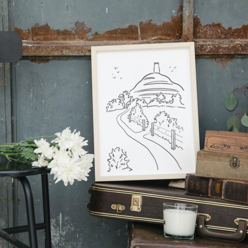 Glastonbury Tor Line Art, Mystical Art, Minimalist Line Art, Avalon ...