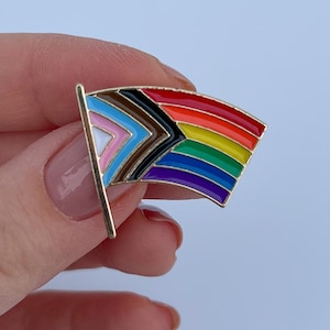 Progress Pride Flag Enamel Pin LGBTQ Queer - Etsy