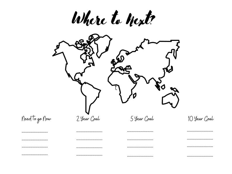 Travel Goals PDF - Etsy