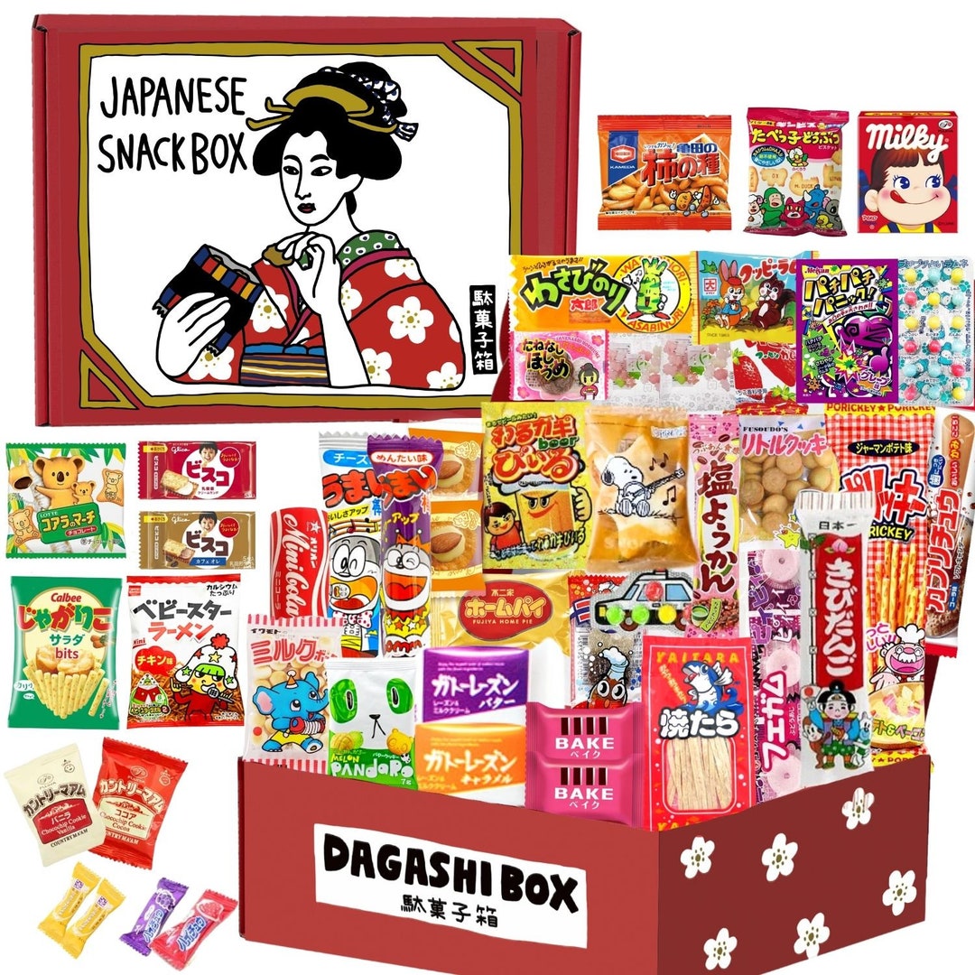 Japanese Snacks & Candy 50 Piece Dagashi Set Gift box Snackbox Japan ...
