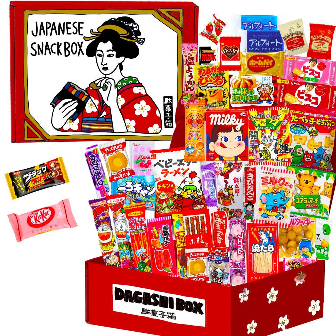 Japanese Snacks & Candy 50 Piece Dagashi Set Gift box Snackbox Japan ...