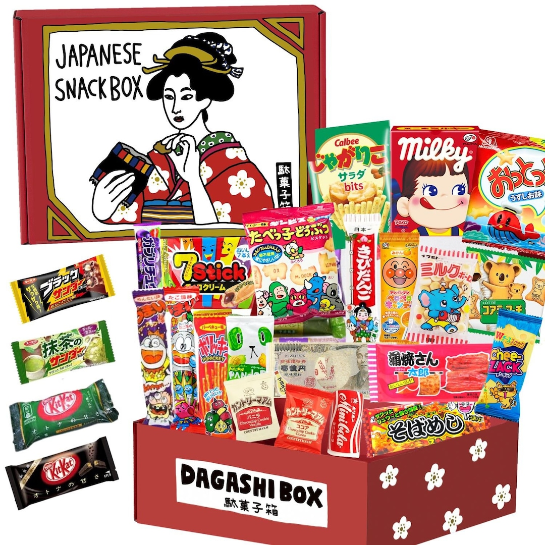 Japanese Snacks & Candy 50 Piece Dagashi Set Gift box Snackbox Japan ...