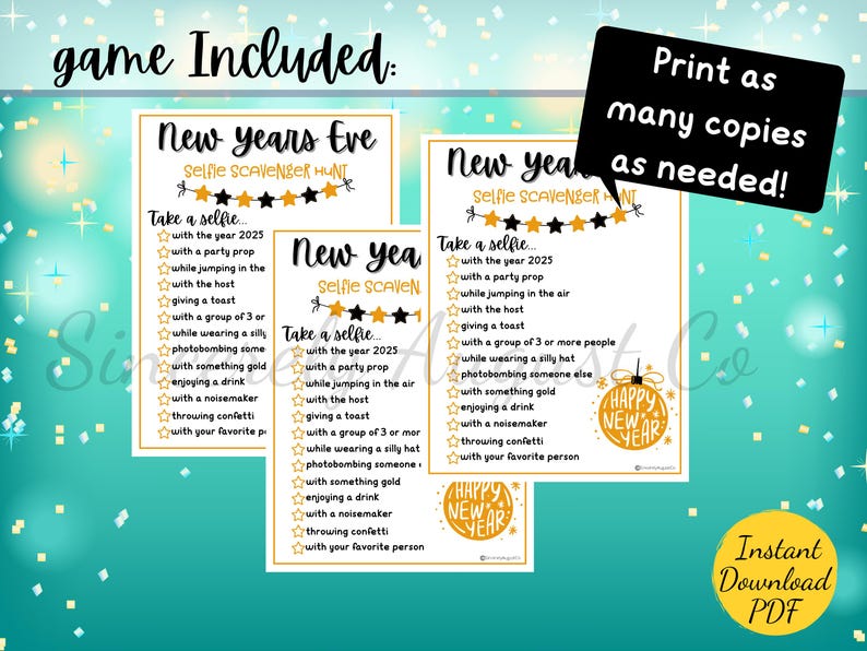 New Year's Eve Selfie Scavenger Hunt - New Year's Eve Party Game ...