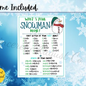 What's YOUR SNOWMAN NAME? - Printable Winter Season Party Activity ...