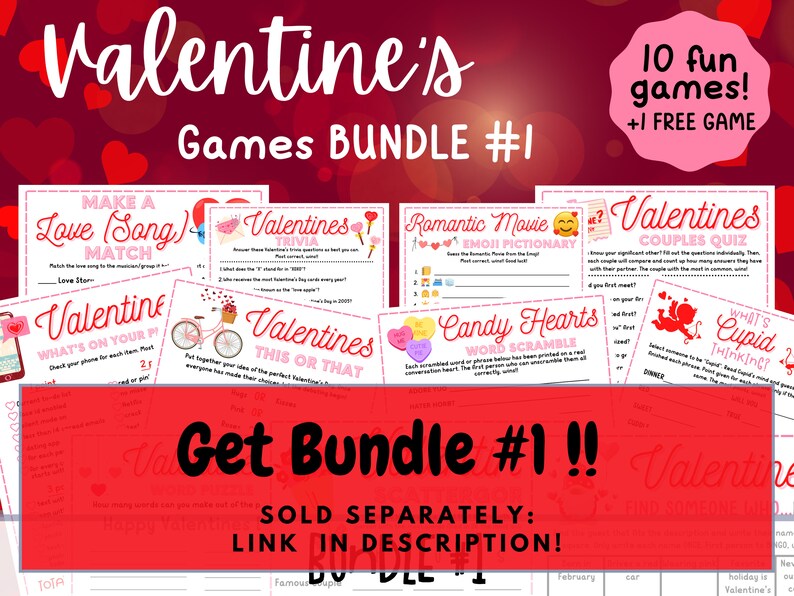 Valentines Day Party Games BUNDLE 5 Game Bundle Printable Valentine ...