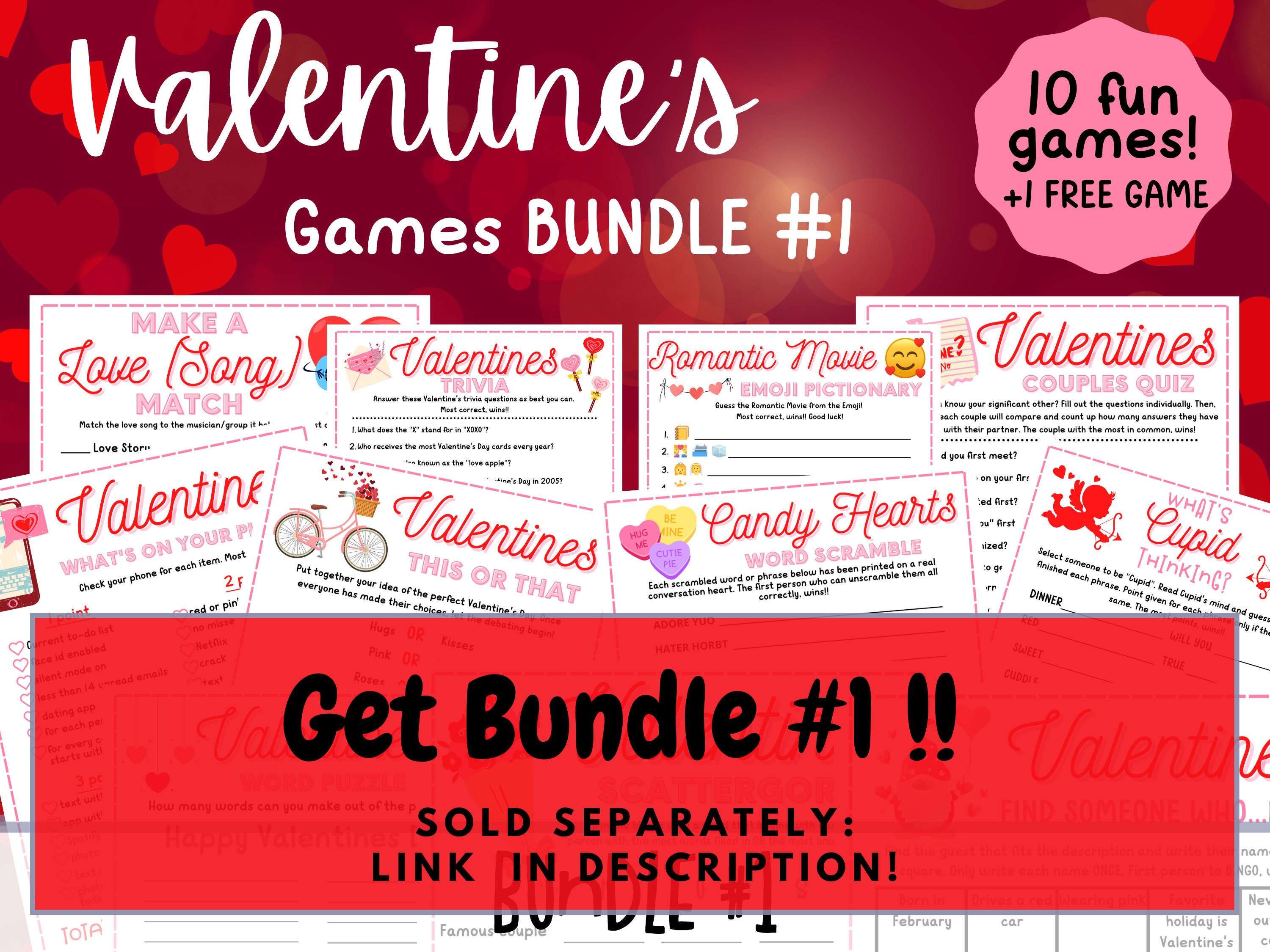 Valentines Day Party Games BUNDLE 5 Game Bundle Printable Valentine ...