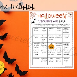 Halloween FIND SOMEONE Who BINGO Game: Party Activity (digital Download ...