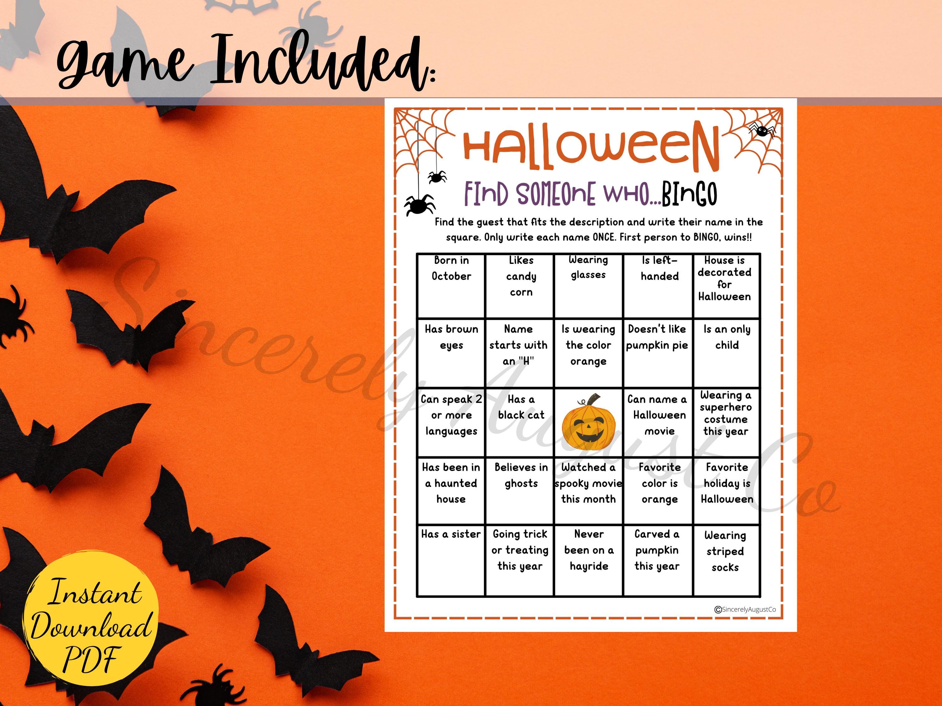 Halloween FIND SOMEONE Who BINGO Game: Party Activity (digital Download ...