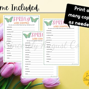 Spring WORD SCRAMBLE Game - Printable Spring Season Party Game - Word ...