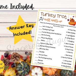 Thanksgiving MUSIC TRIVIA Game: Turkey Trot Match-up (printable PDF) - Etsy