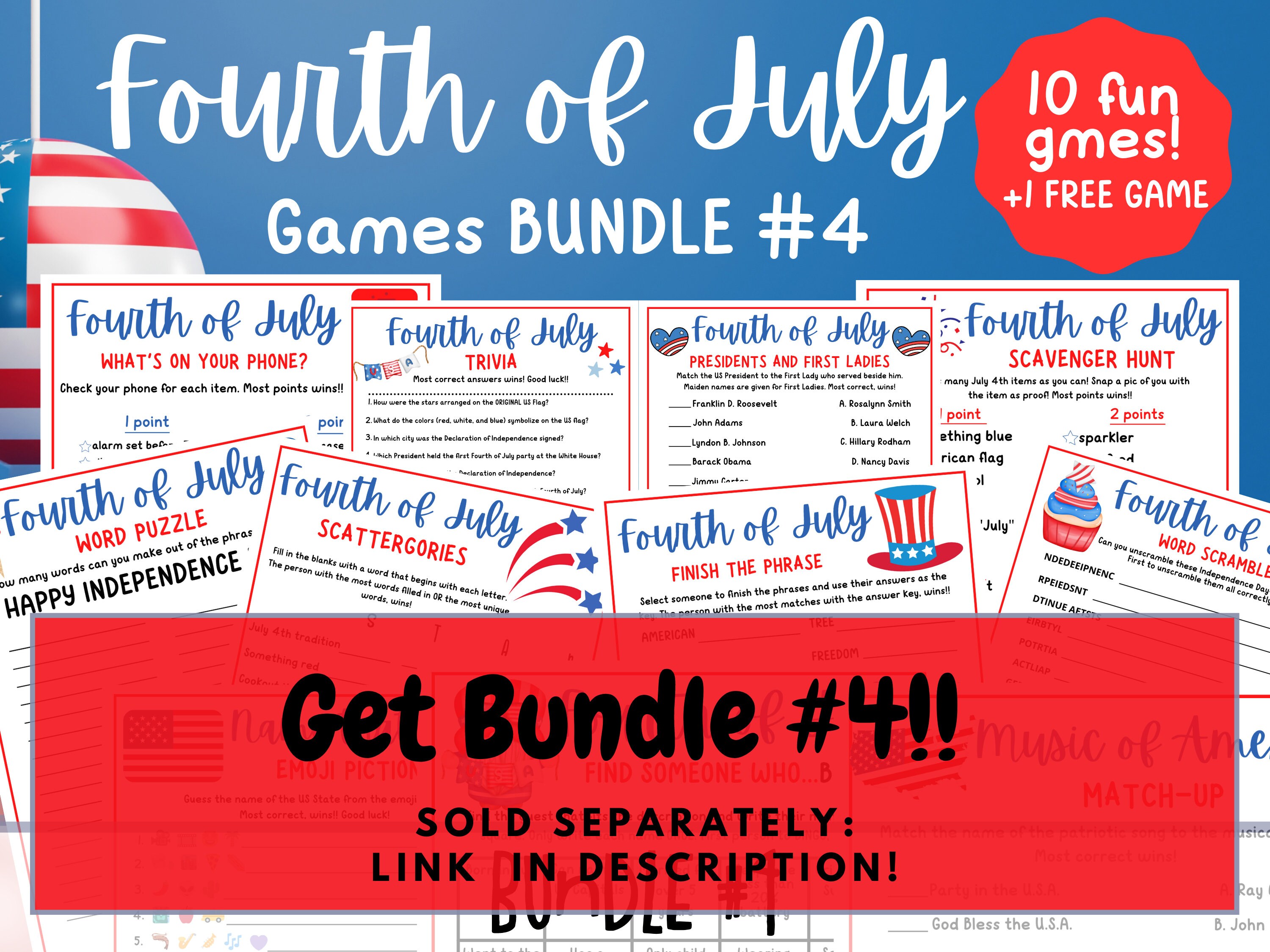 Fourth of July Games BUNDLE 5 Game Bundle Printable July - Etsy