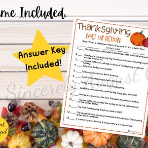 Thanksgiving FACT or FICTION Game: Printable Trivia (PDF) - Etsy