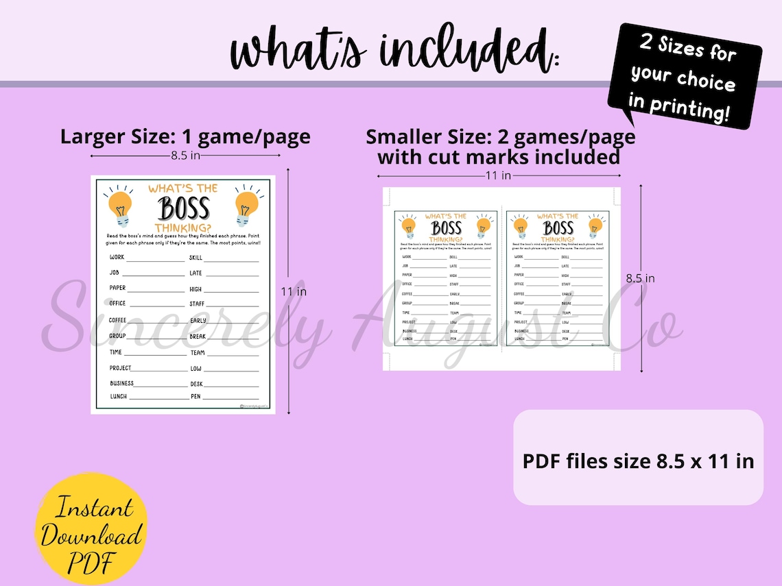 WHAT’S the BOSS THINKING Game: Office Teambuilding (printable) - Etsy