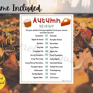 Fall THIS or THAT Game: Autumn Party Activity (printable) - Etsy