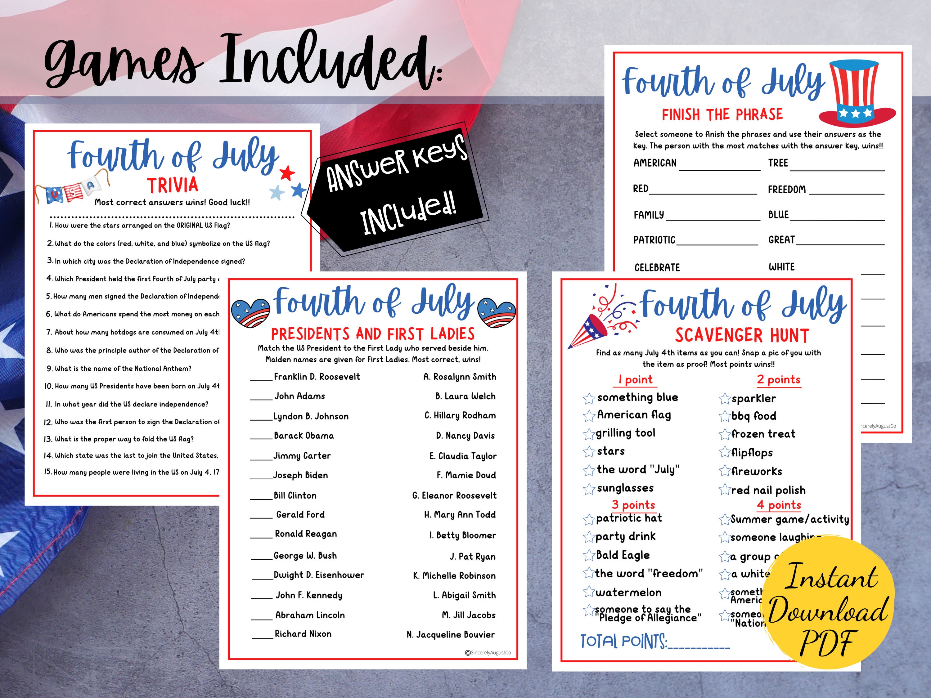 Fourth of July Games BUNDLE 10 Game Bundle Printable July - Etsy