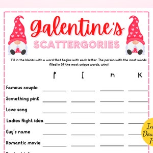 Galentines Day SCATTERGORIES Game Galentines Day Party Game Printable ...