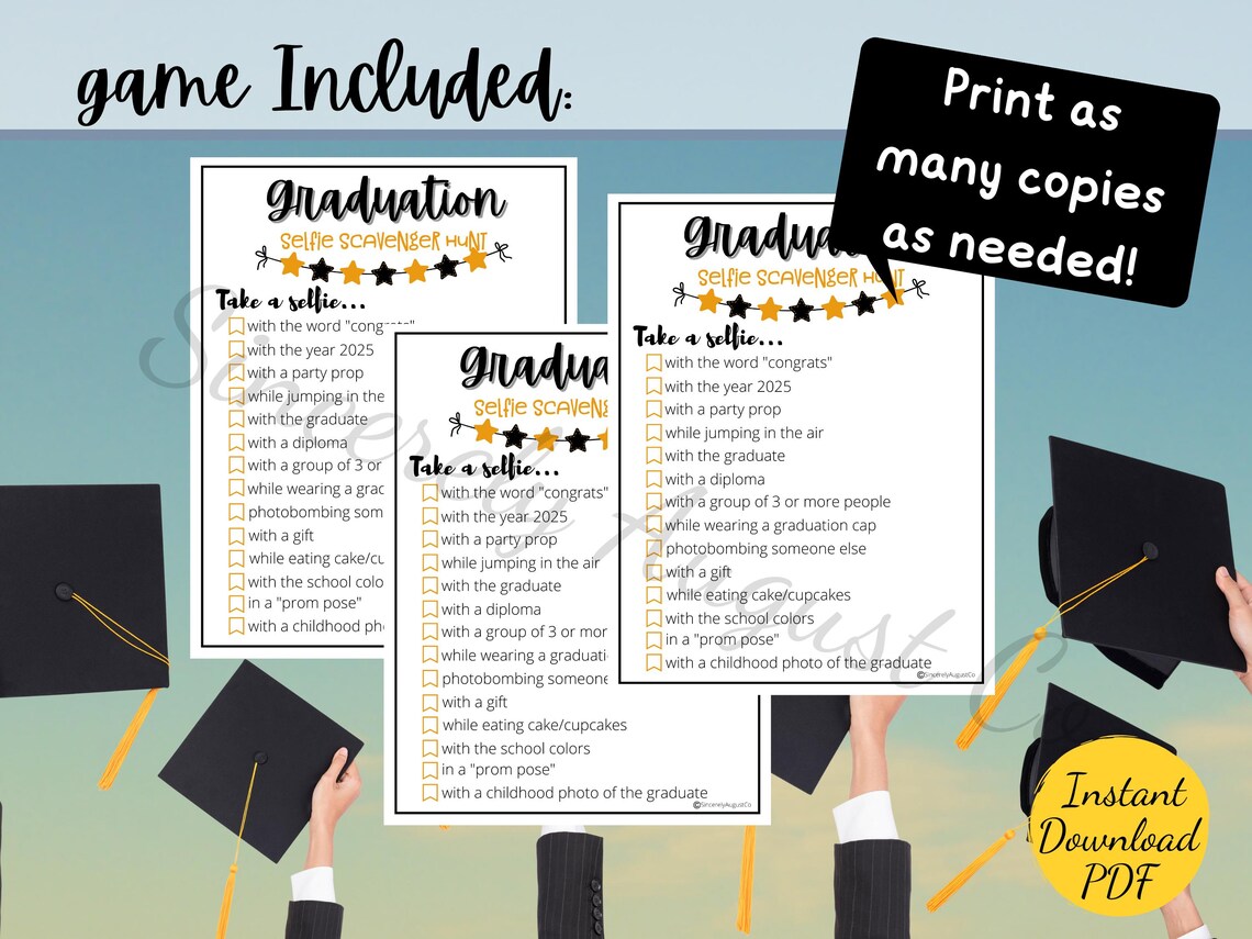 Graduation SELFIE SCAVENGER HUNT Game (digital Download) - Etsy