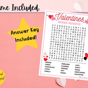 Valentines Day WORD SEARCH Valentines Day CROSSWORD Valentines Day ...