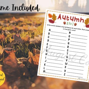 A TO Z Fall Party Game - Printable Autumn Party Game - Fall Word Game ...