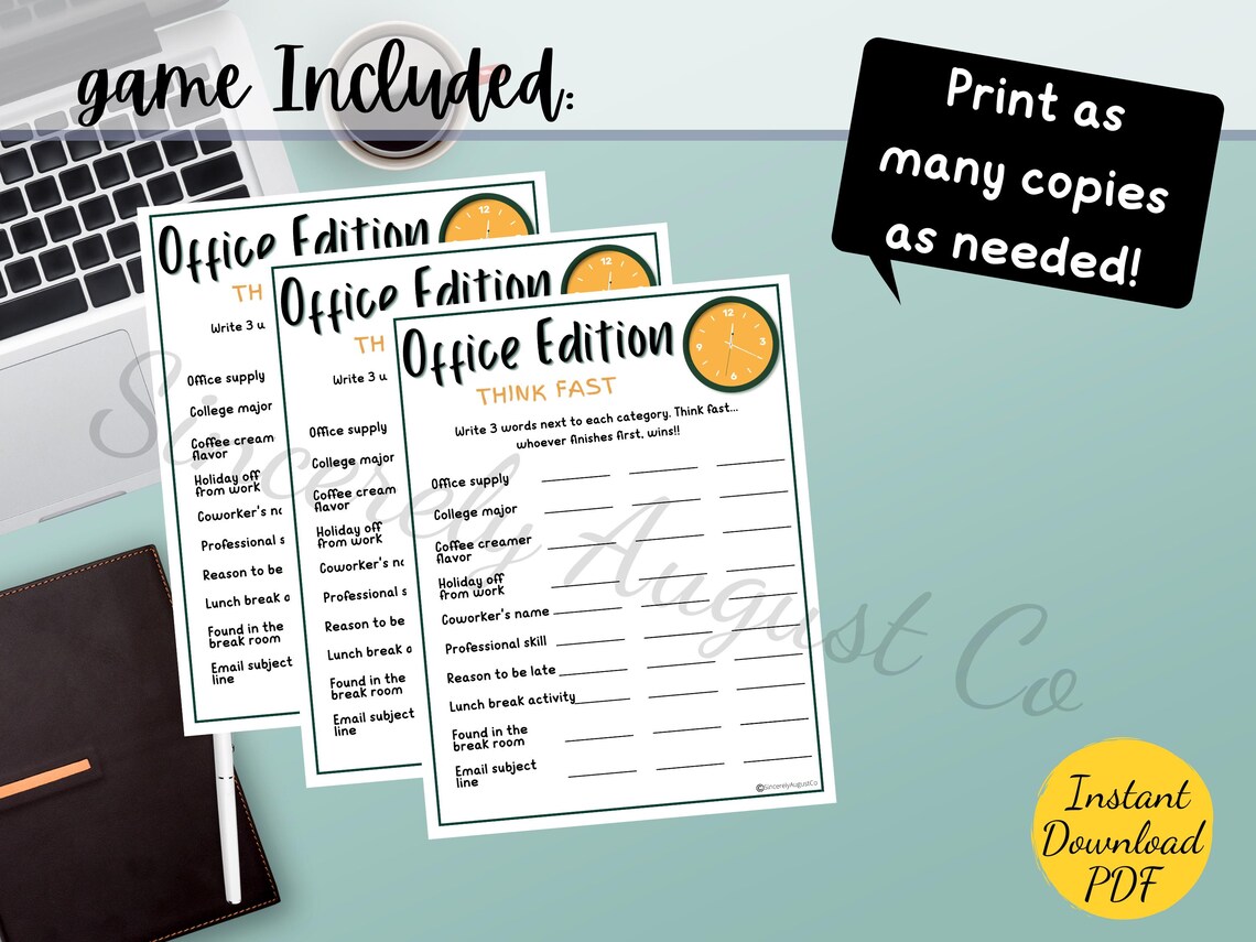 Office THINK FAST Game: Printable Teambuilding Activity (PDF) - Etsy