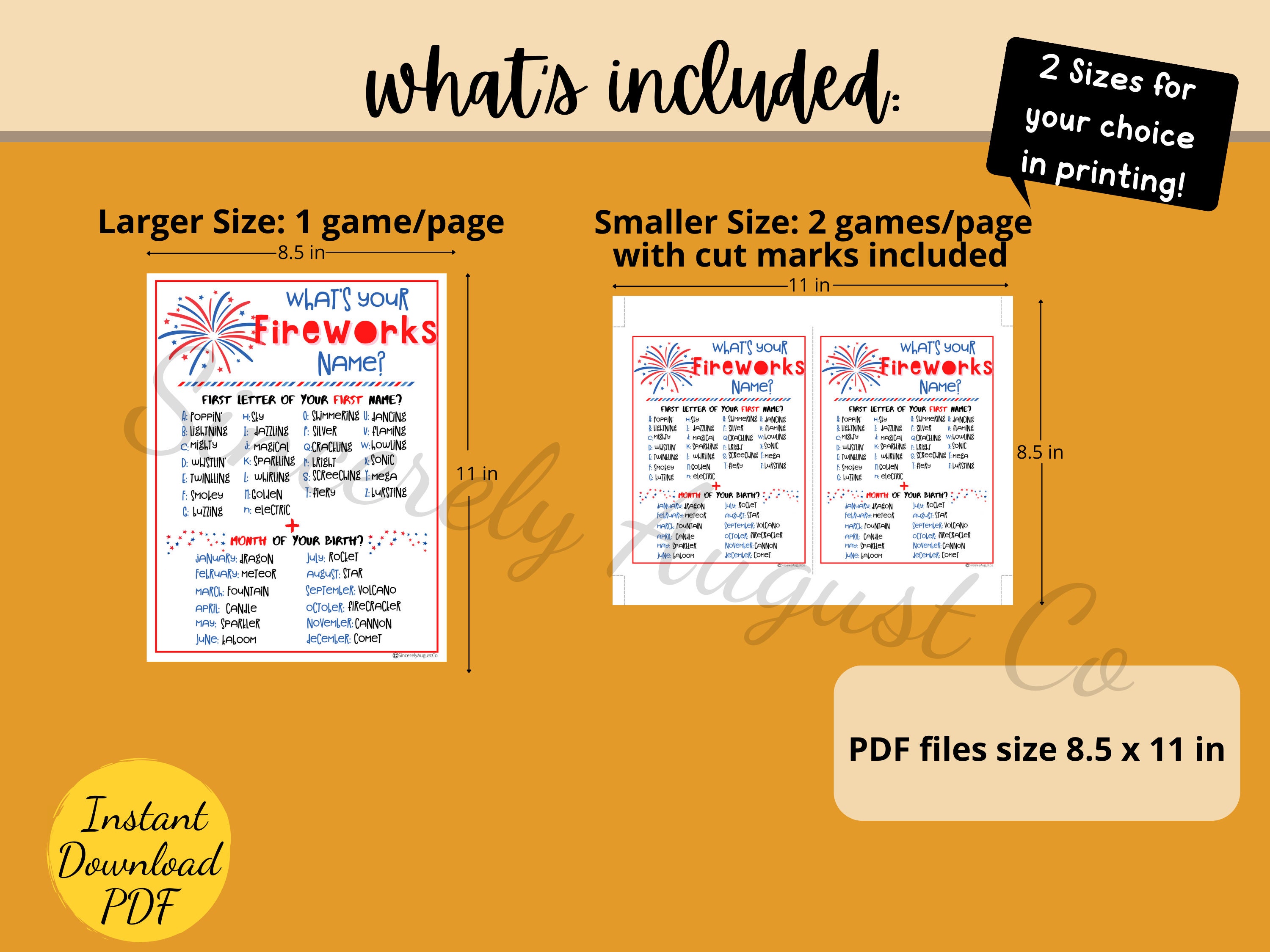 What's Your FIREWORKS NAME July 4th Party Game Printable July 4th Party ...