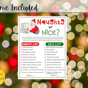 Naughty or Nice Christmas Game Christmas Party Game Printable Christmas ...