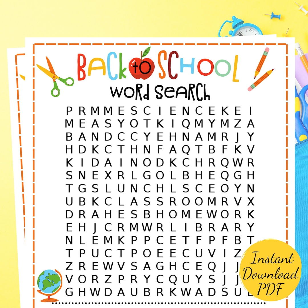 Back to School WORD SEARCH Back to School Game First Day of School ...