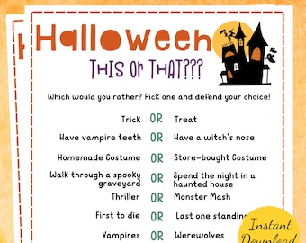 Halloween Would You Rather Game for Kids - Etsy