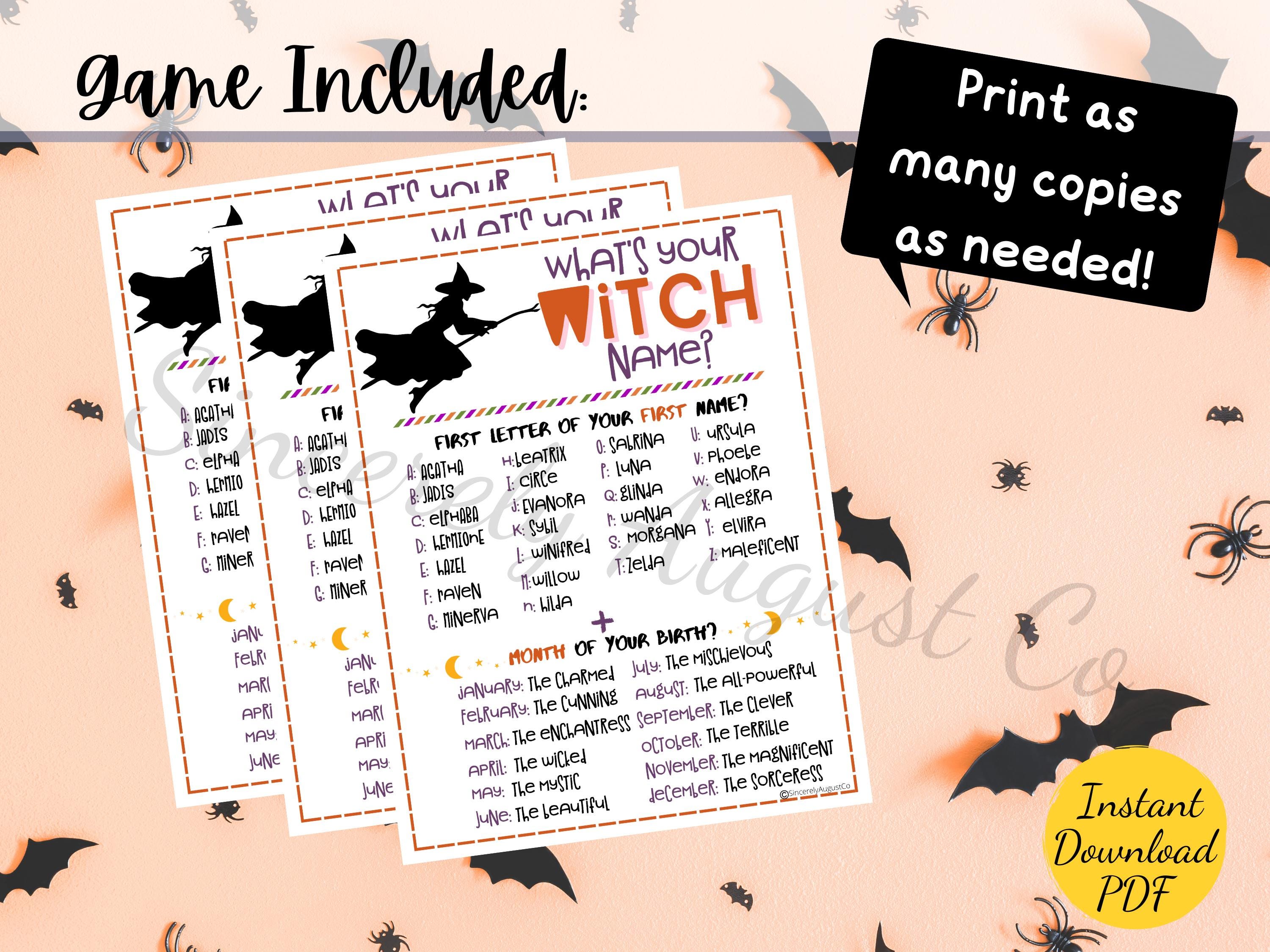 WHAT'S Your WITCH NAME? - Printable Halloween Party Activity ...