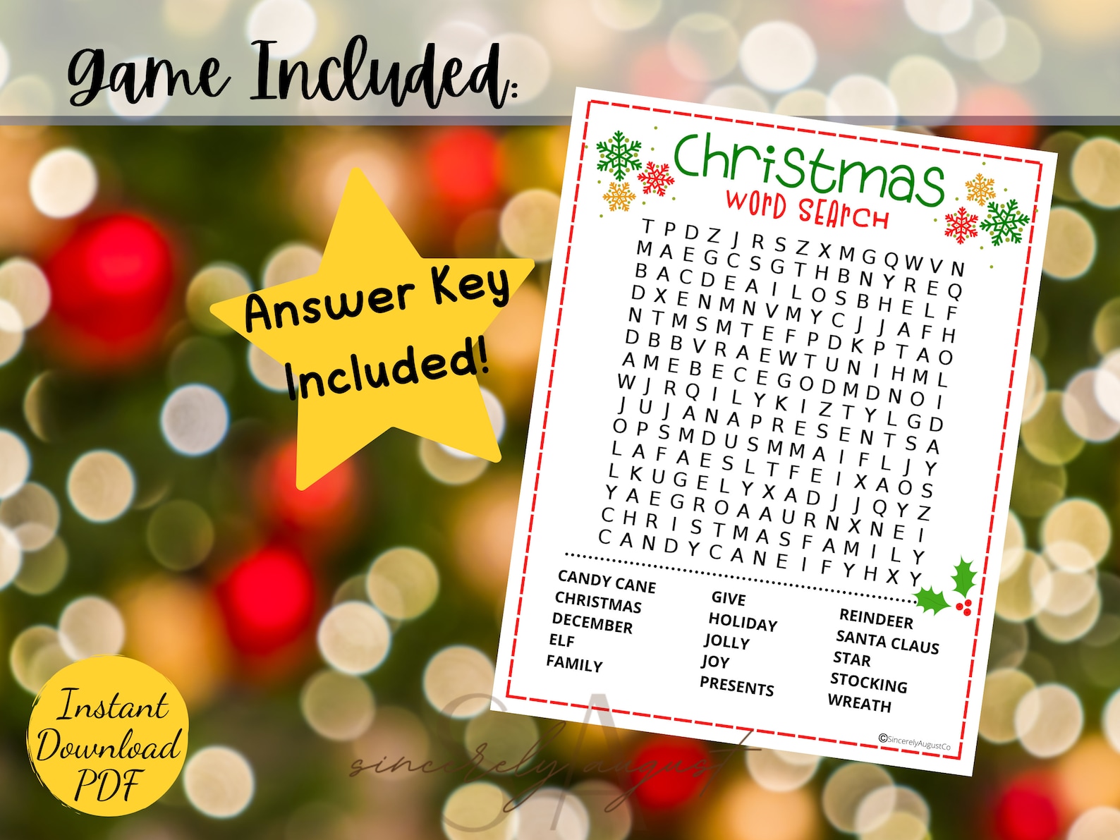 Christmas Word Search Christmas Crossword Christmas Games Printable ...