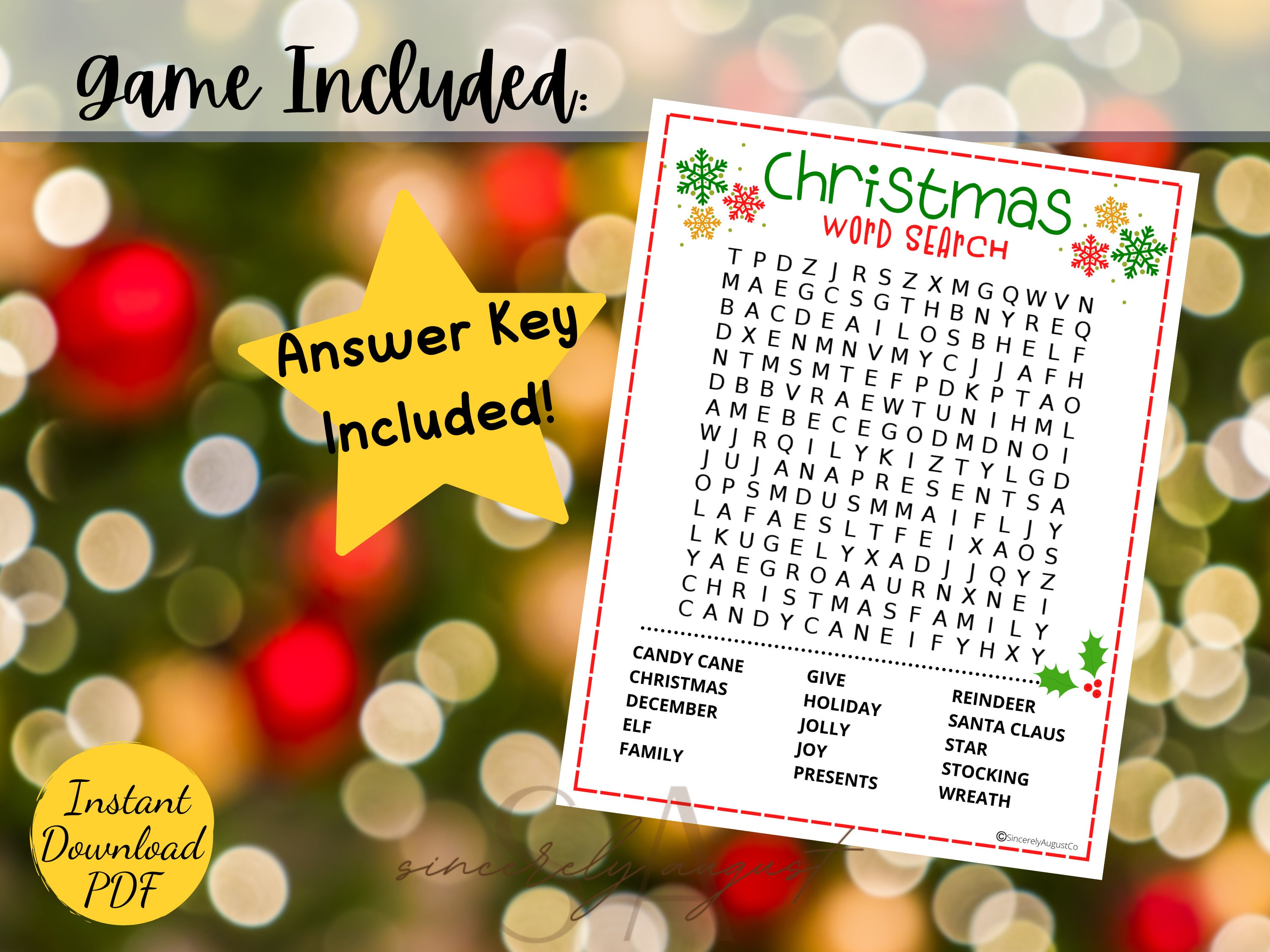 Christmas Word Search Christmas Crossword Christmas Games Printable ...