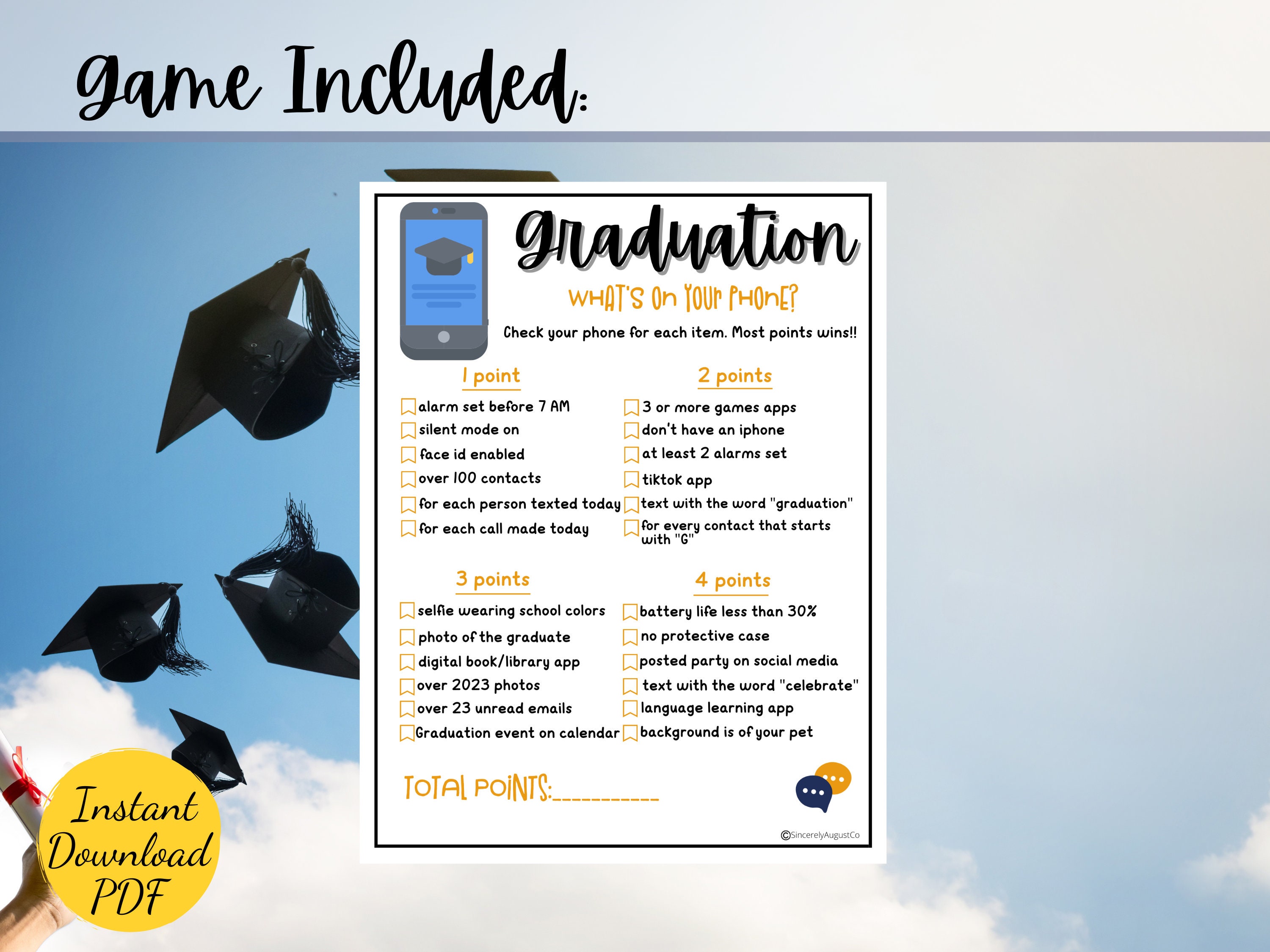 What's on Your Phone GRADUATION Game Graduation Party - Etsy