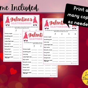 Galentines Day SCATTERGORIES Game Galentines Day Party Game Printable ...