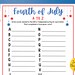 Fourth of July A TO Z Game July 4th Party Game Printable July 4th Party ...