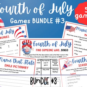 Fourth of July Games BUNDLE 5 Game Bundle Printable July - Etsy
