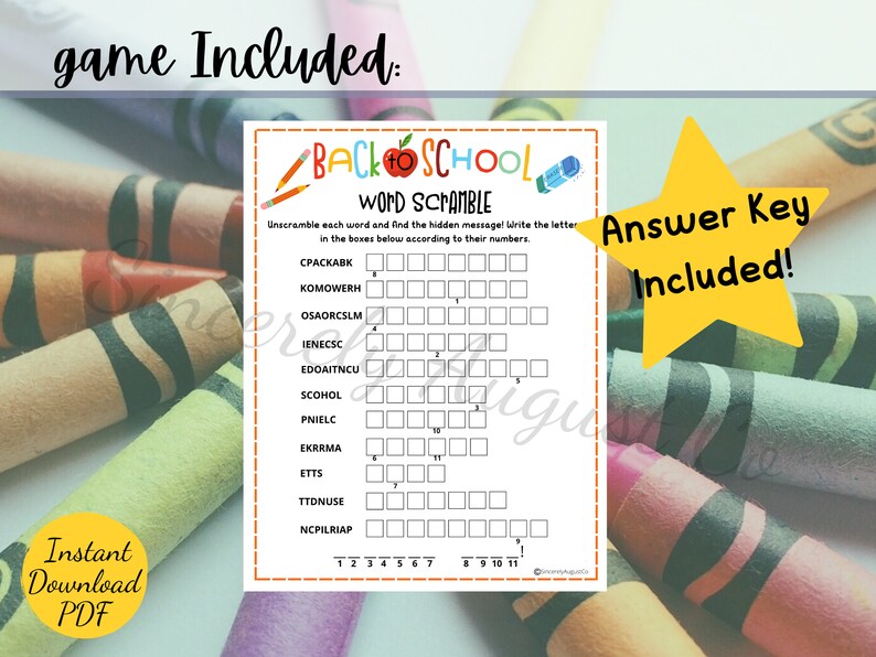 WORD SCRAMBLE Back to School Game - First Day of School Activities ...
