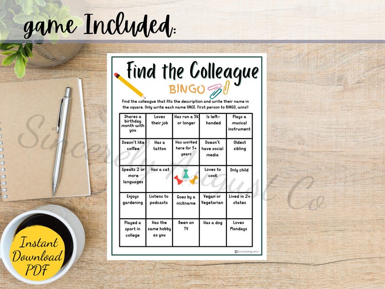 Office Icebreaker FIND the COLLEAGUE BINGO Game: Team Building Activity ...