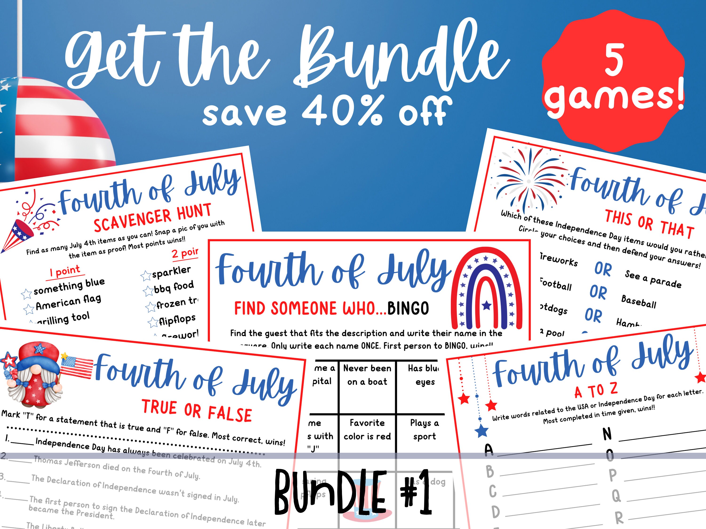 Fourth of July BINGO Game July 4th Find Someone Who Bingo July 4th ...